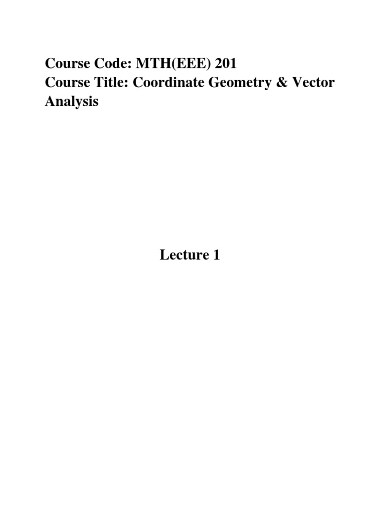 Lecture 1 Basics Pdf Plane Geometry Cartesian Coordinate System