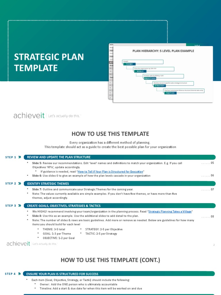 Strategic Plan Template | PDF | Strategic Planning | Sales