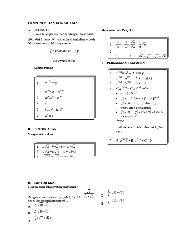 Eksponen Dan Logaritma Pdf