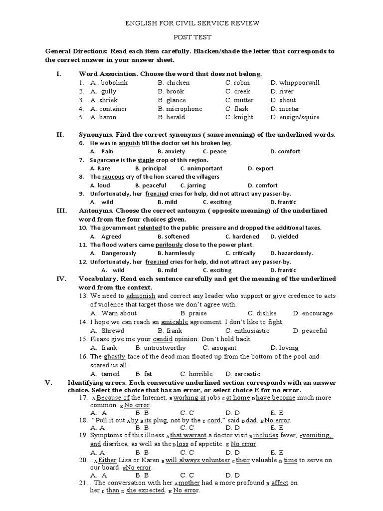 Post Test - Civil Service Exam - New | PDF | Journalism