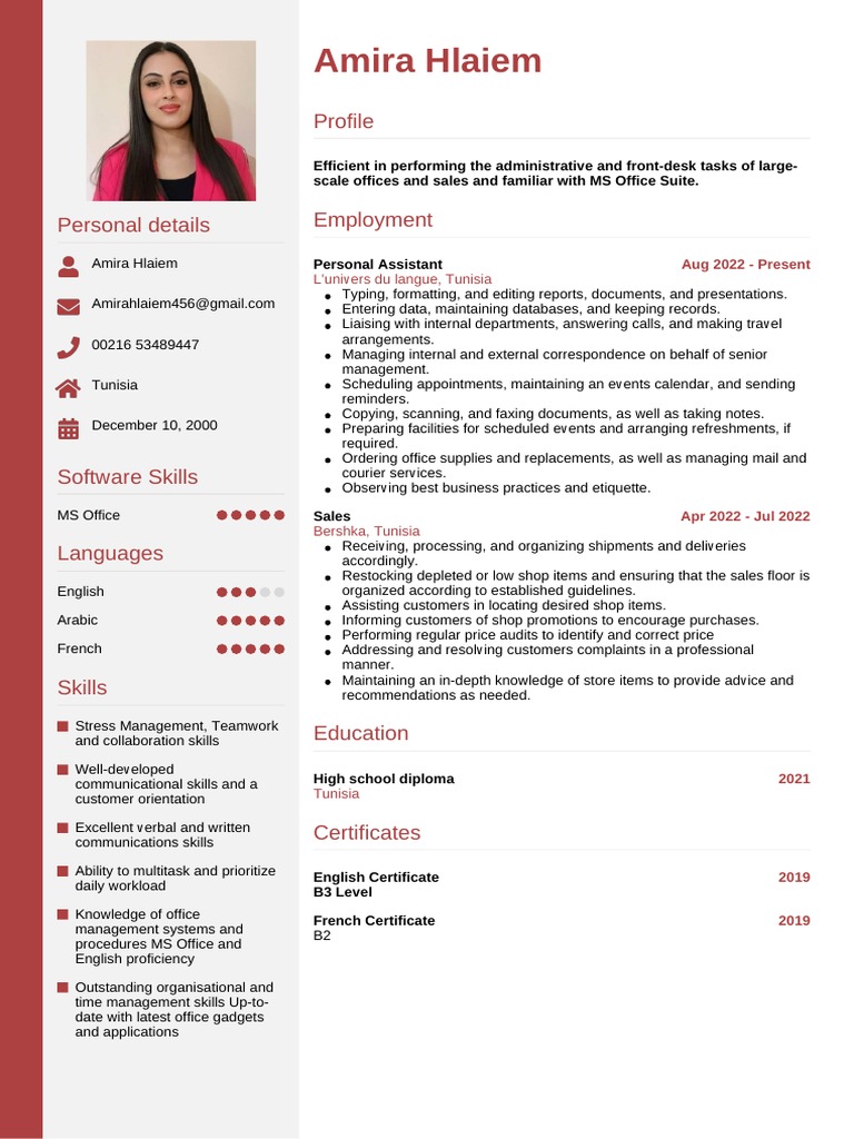 Resume Amira Hlaiem | Download Free PDF | Business | Computing