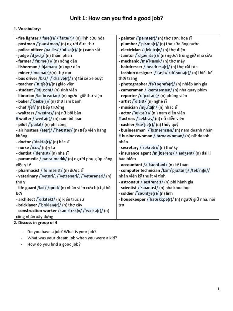 Unit 1 How Can You Find A Good Job | PDF