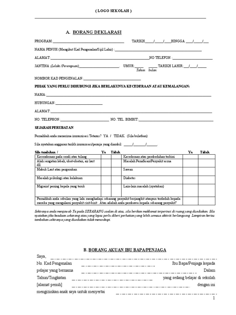 Contoh Borang Deklarasi | PDF