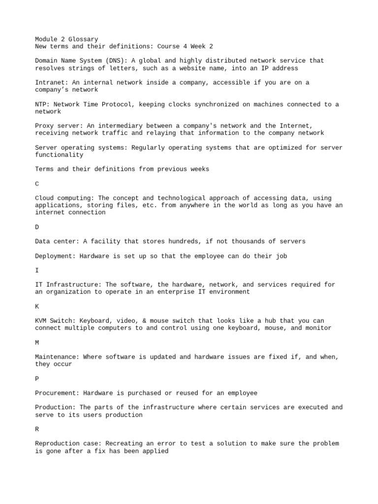 Module 2 Glossary | PDF