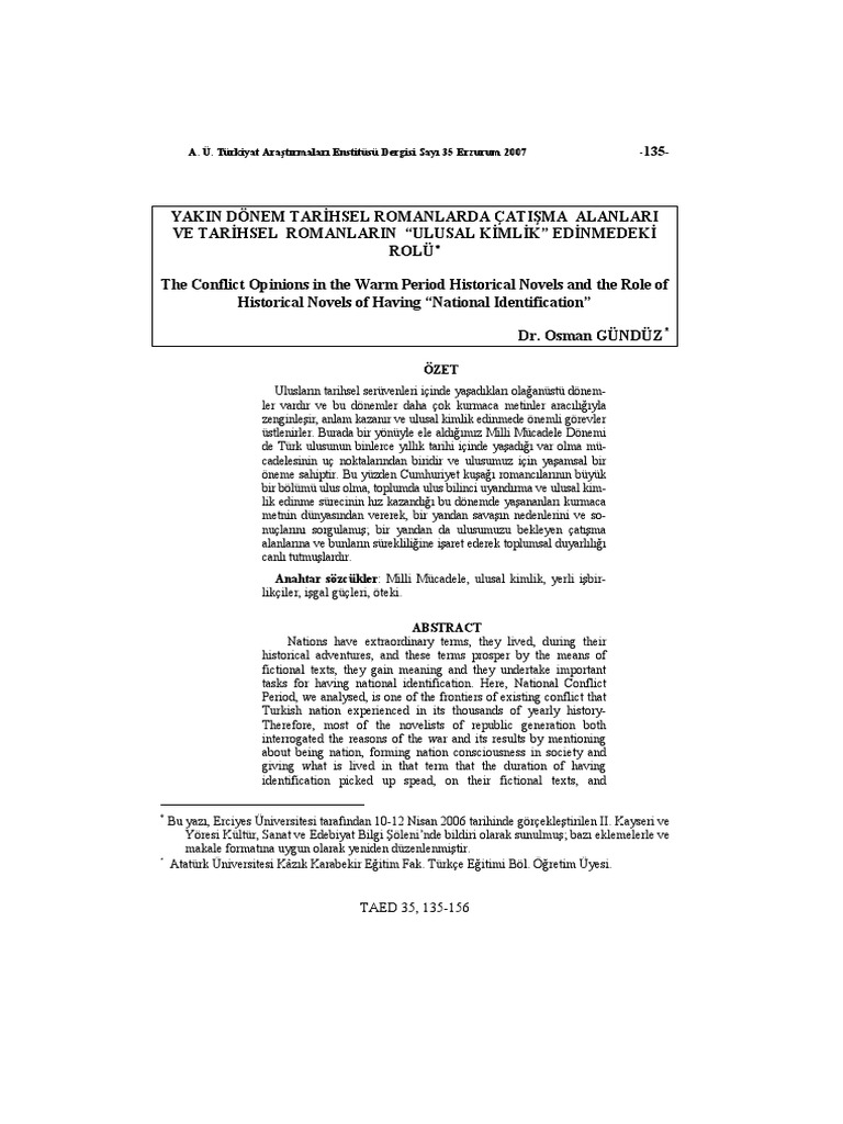 Yakin D - Nem Tar - Hsel Romanlarda - Ati - Ma Alanlari Ve Tar - Hsel Romanlarin - Ulusal K - ML ...