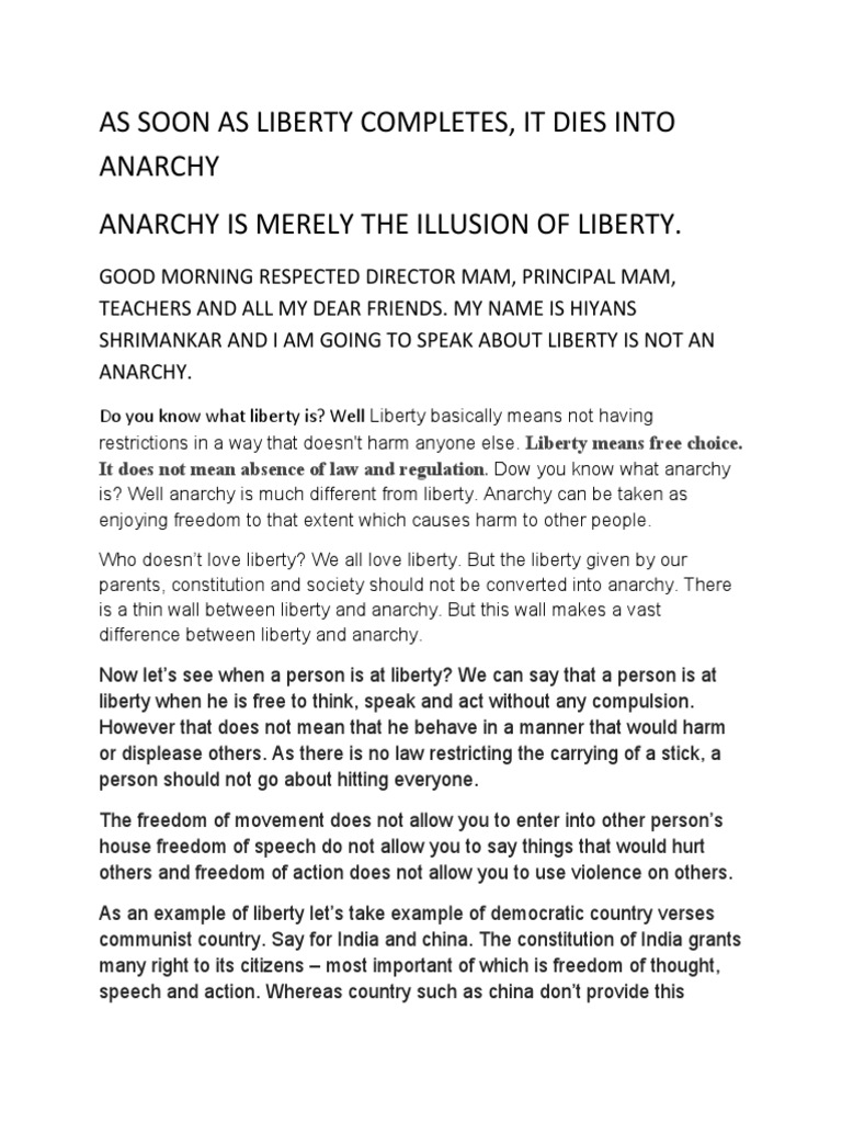 Liberty Is Not An Anarchy | PDF