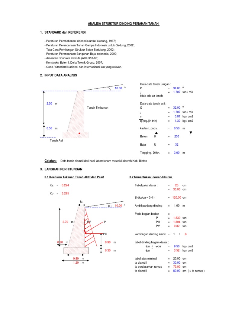 Analisis Dinding Penahan Tanah Beton | PDF