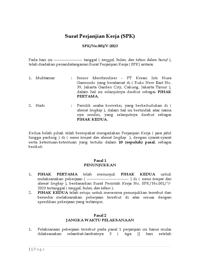 Contoh - SPK | PDF