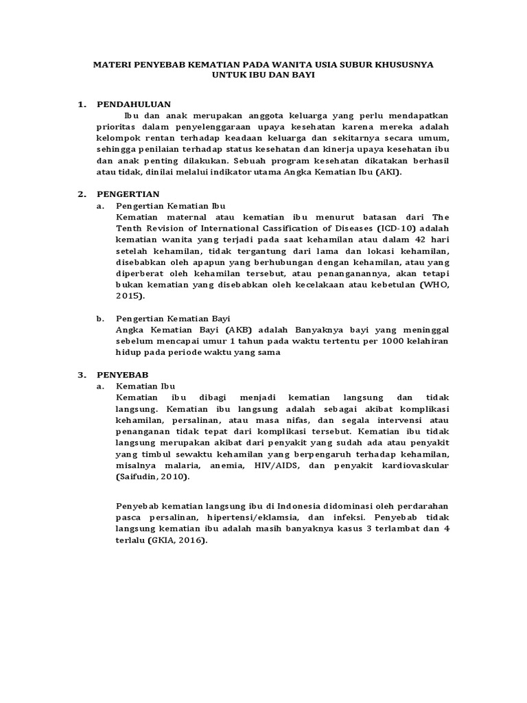Penyebab Kematian Pada Wanita Usia Subur | PDF