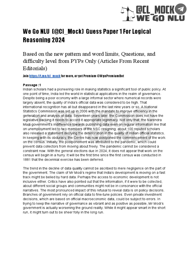 Logical Reasoning For Clat | PDF | Quantum Mechanics | Quantum Entanglement