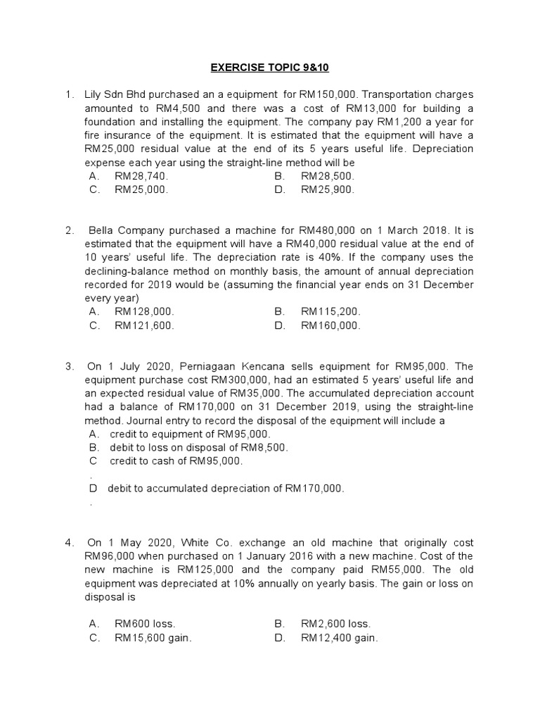EXERCISE TOPIC 9&10 (Student) | PDF