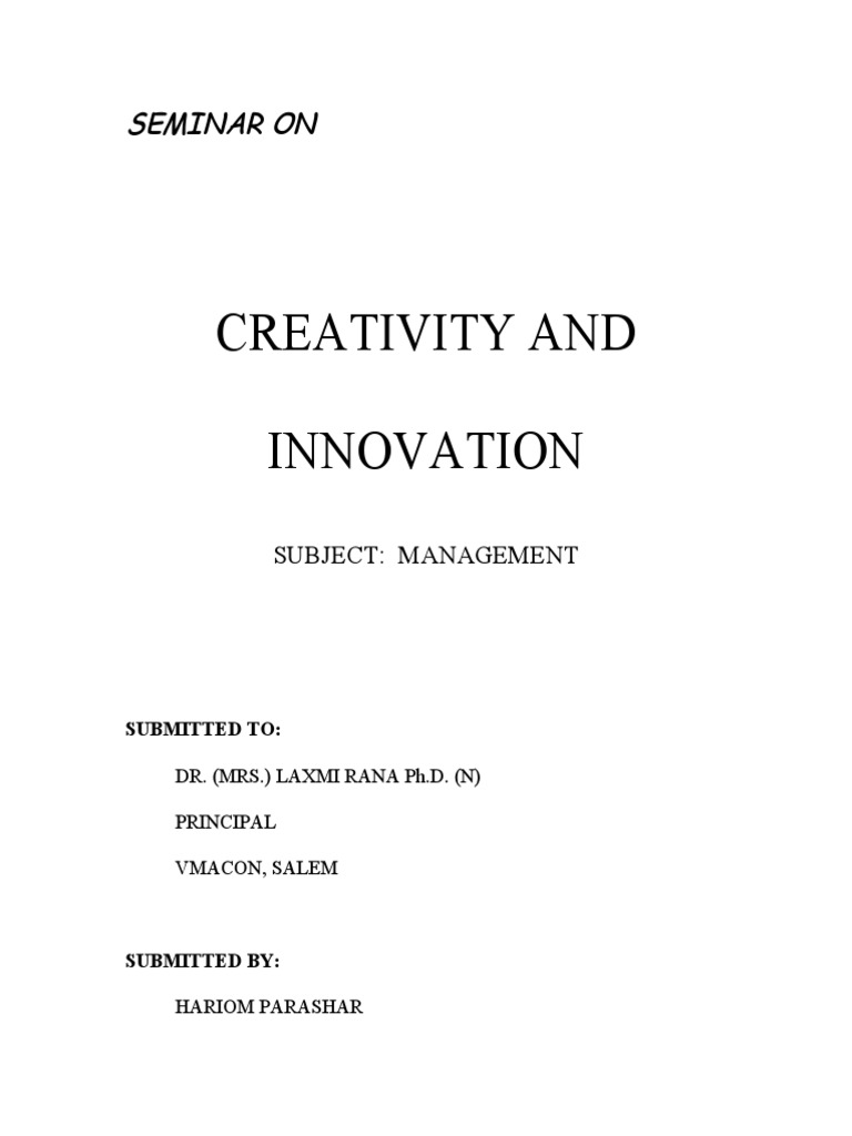 Creativity Seminar Pdf Brainstorming Creativity