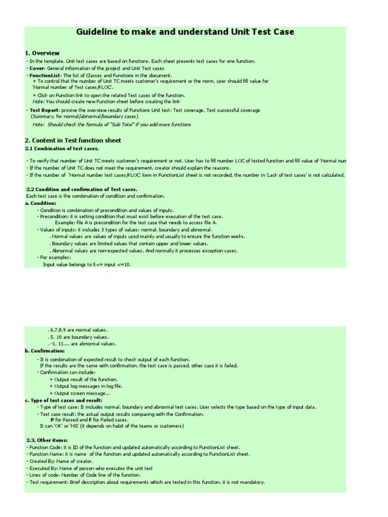 Unit Test Case Guidelines for SWT301 | PDF | Software Engineering ...