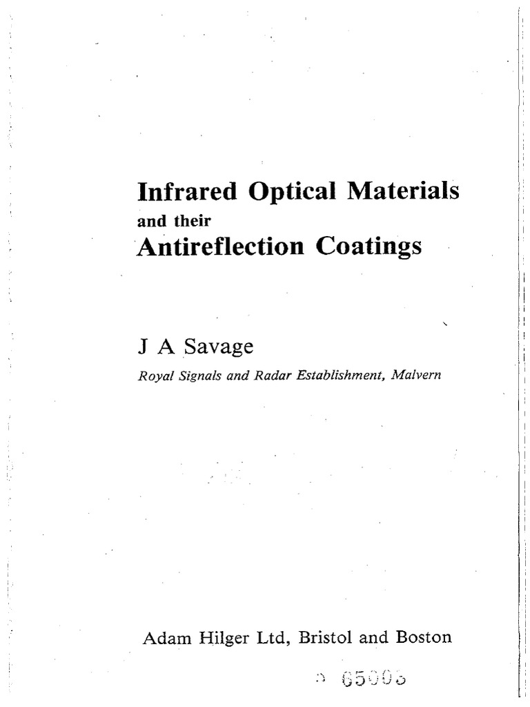 Infrared Optical Materials and Their Antireflection Coatings | PDF | Phonon | Electromagnetic ...