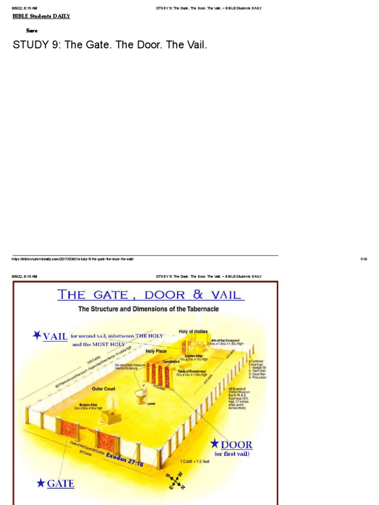 STUDY 9 - The Gate. The Door. The Vail. - BIBLE Students DAILY | PDF | Tabernacle | Jesus