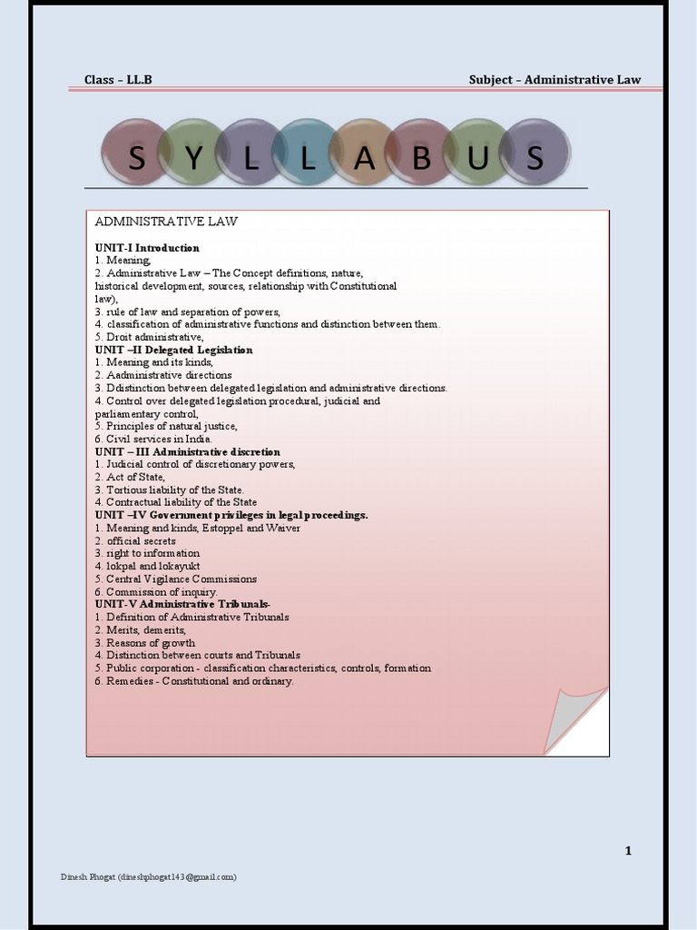 Administrative Law Study Notes | PDF | Rule Of Law | Separation Of Powers
