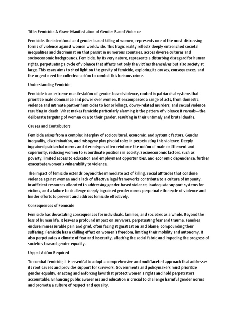 Understanding Femicide and Its Impact | PDF | Violence | Domestic Violence