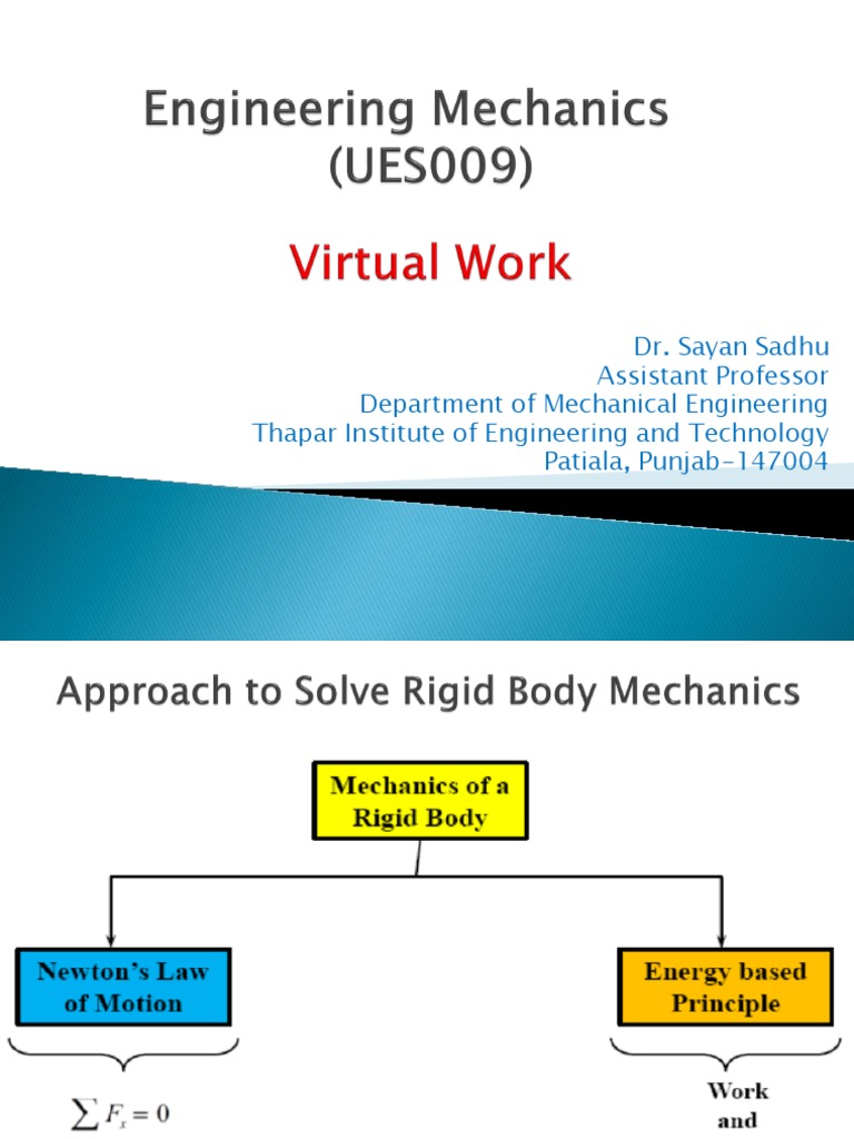 Virtual Work | PDF | Force | Potential Energy