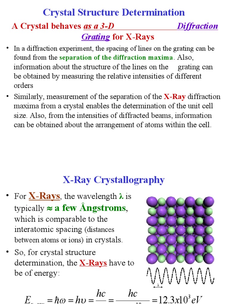 Crystal Structure Determination: A Crystal Behaves As A 3-D For X-Rays | PDF | X Ray ...