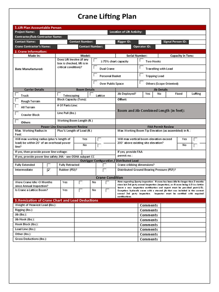 Crane Lift Plan | PDF | Crane (Machine) | Equipment