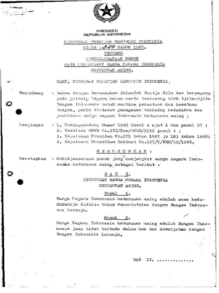 Keputusan Presiden Keppres No 240 Tahun 1967 | PDF