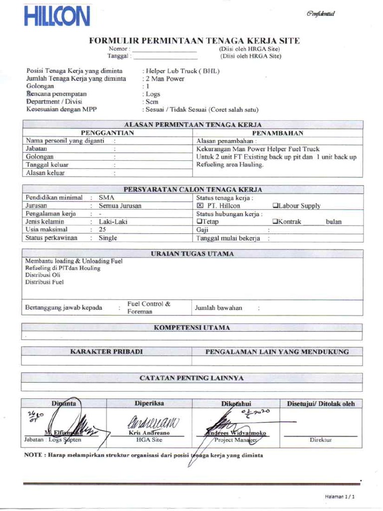 PTK LOGs - Helper Lube Truck (BHL) | PDF