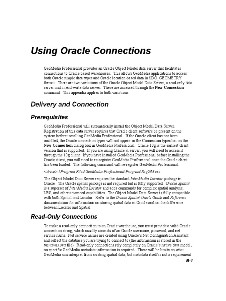 Using Oracle Connections Delivery And Connection Pdf Oracle Database Database Index