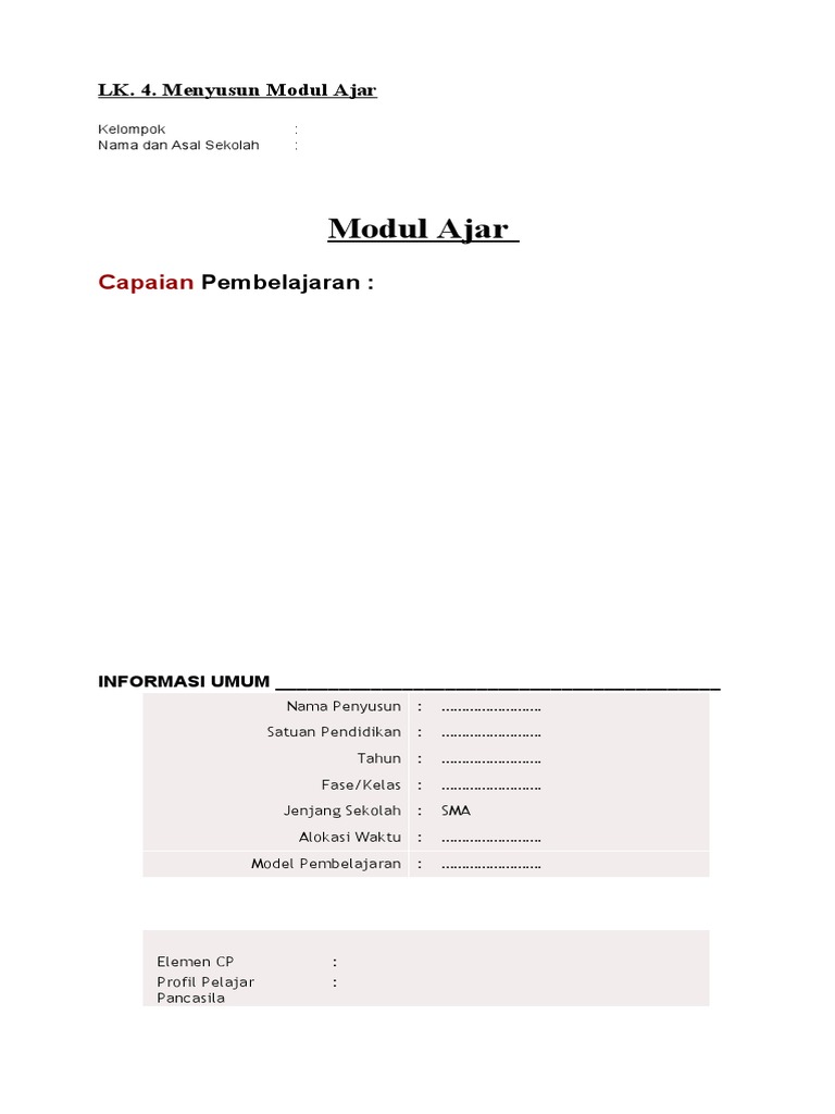LK. 4. Modul Ajar | PDF