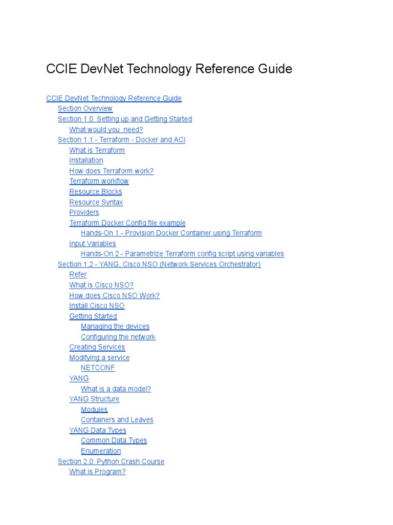 CCIE DevNet Reference Guide v1.6 | PDF | Data Type | Integer (Computer ... CCIE DevNet Reference Guide v1.6 | PDF | Data Type | Integer (Computer ...