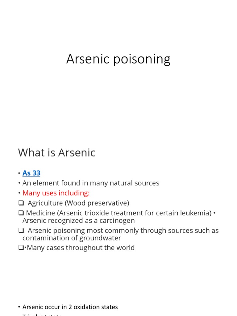 Arsenic Poisoning | PDF | Arsenic | Urine