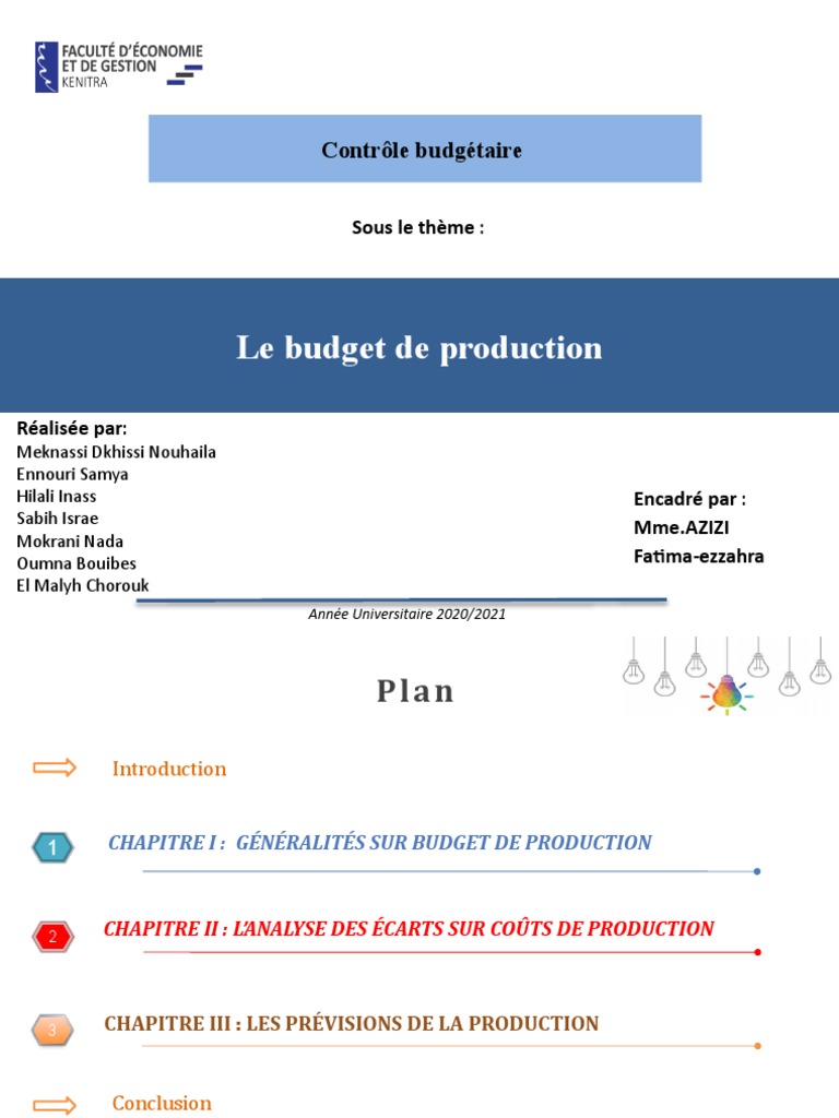 Budget de Production et Analyse des Écarts | PDF | Budget | Inventaire