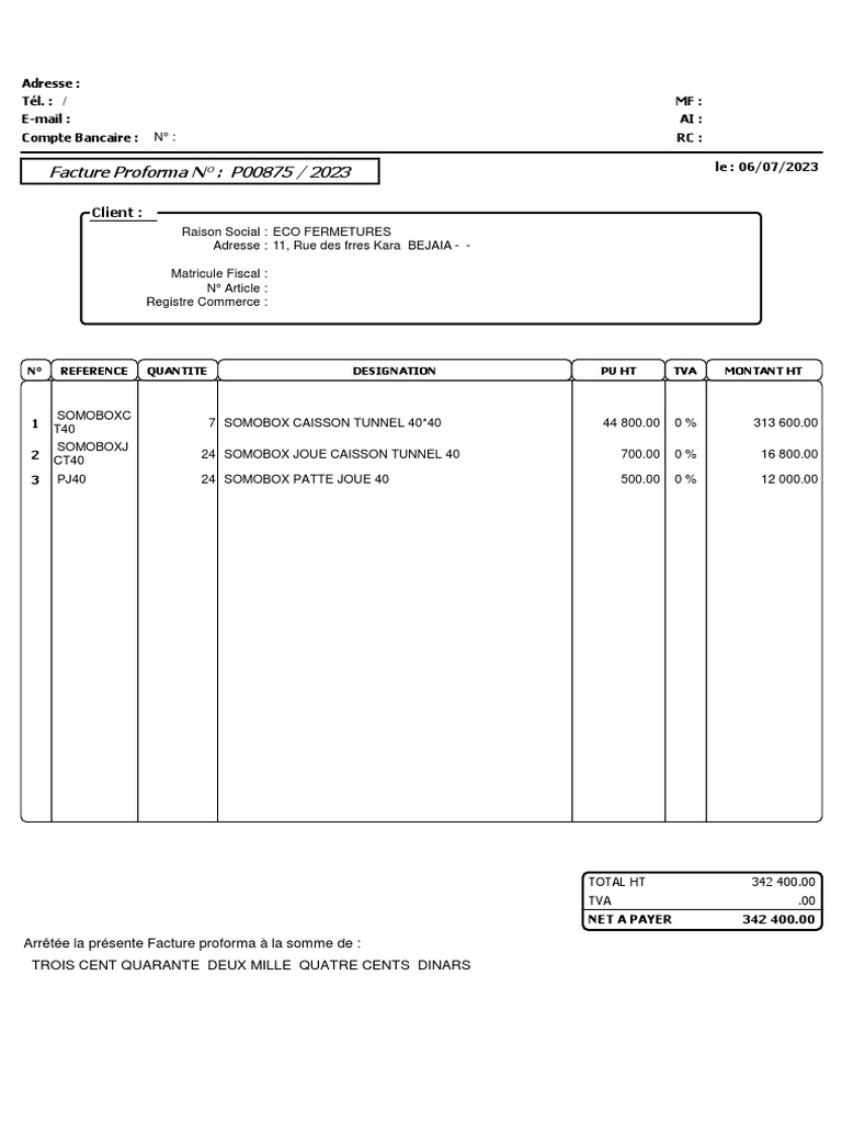 Proforma Somodal | PDF