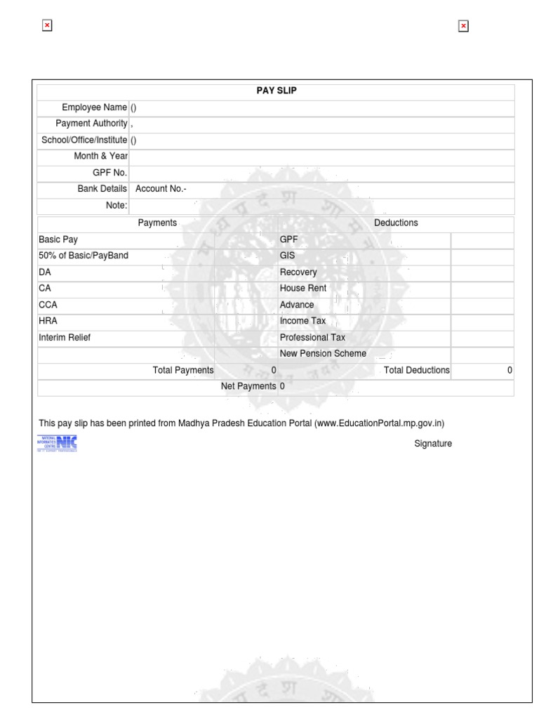 MP Education Portal Monthly Pay Slip | PDF | Finance & Money Management