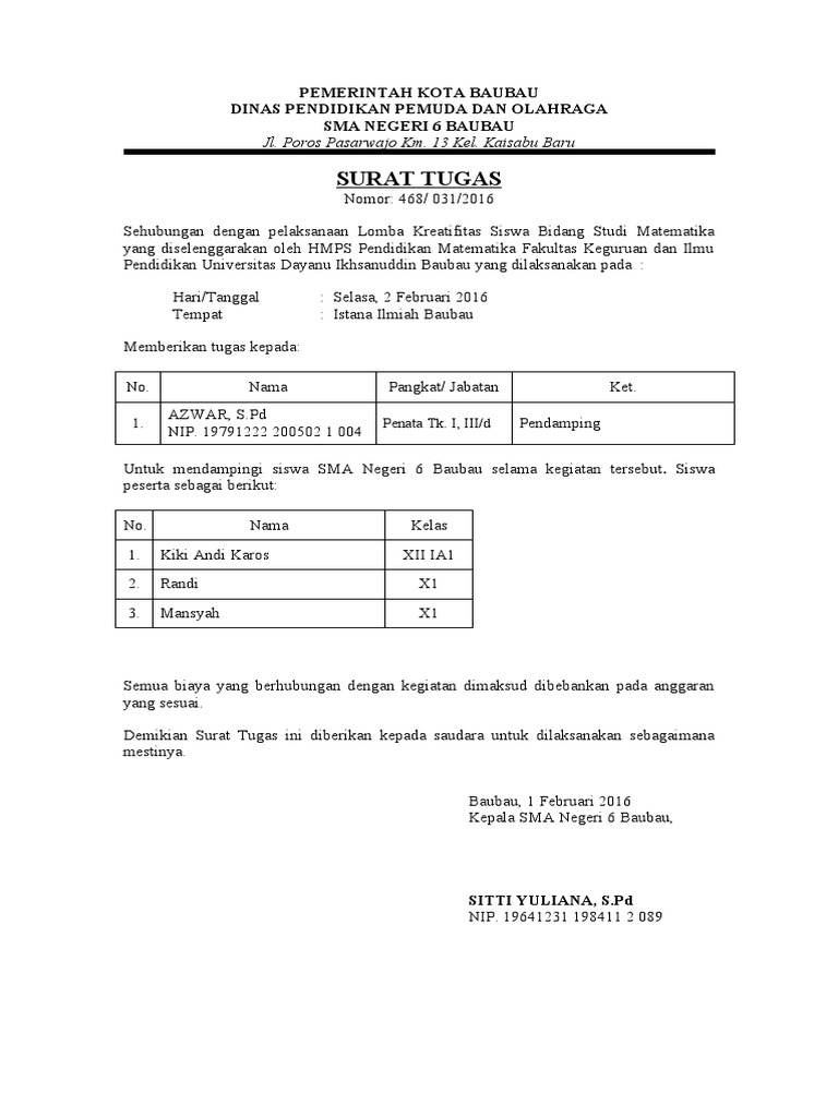 Surat Tugas Pramuka | PDF