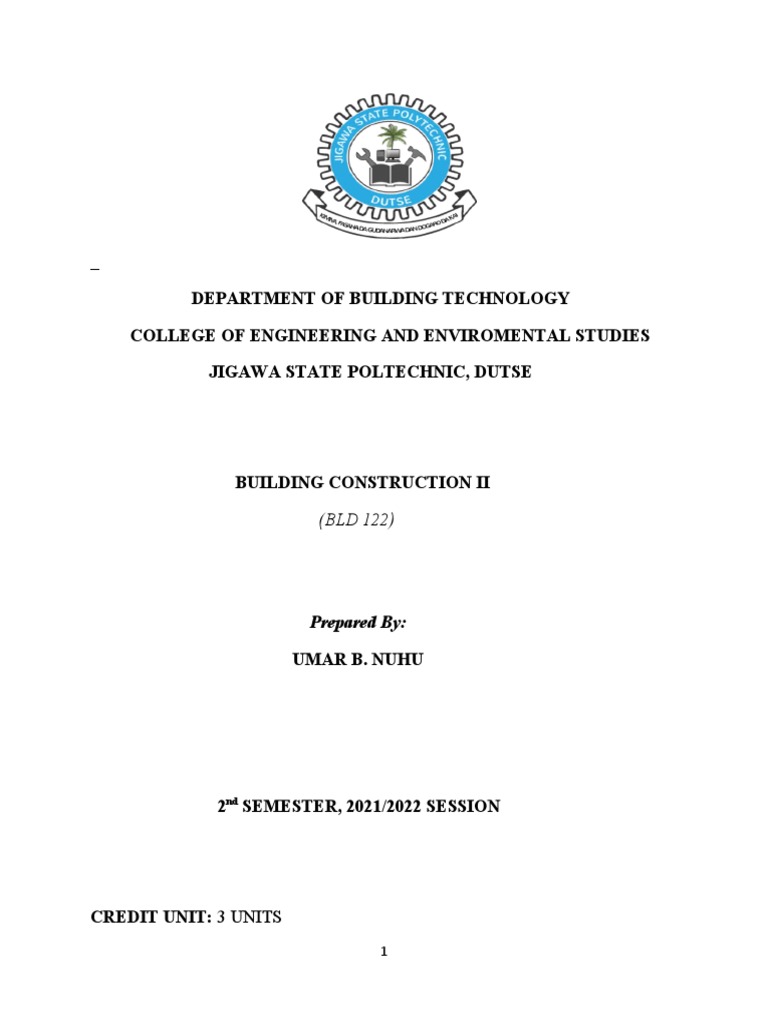 Building Construction Lecture Note. | PDF | Stairs | Wall