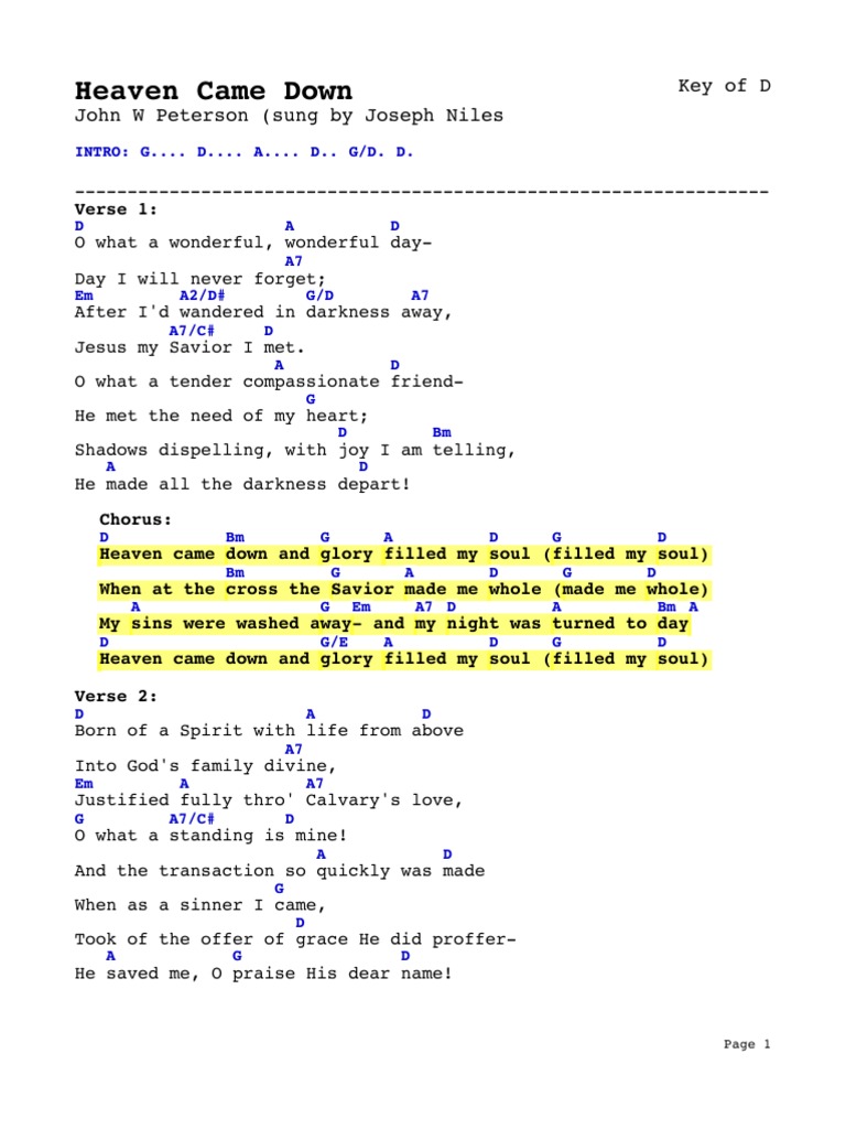Heaven Came Down Chords | PDF | Heaven | Jesus