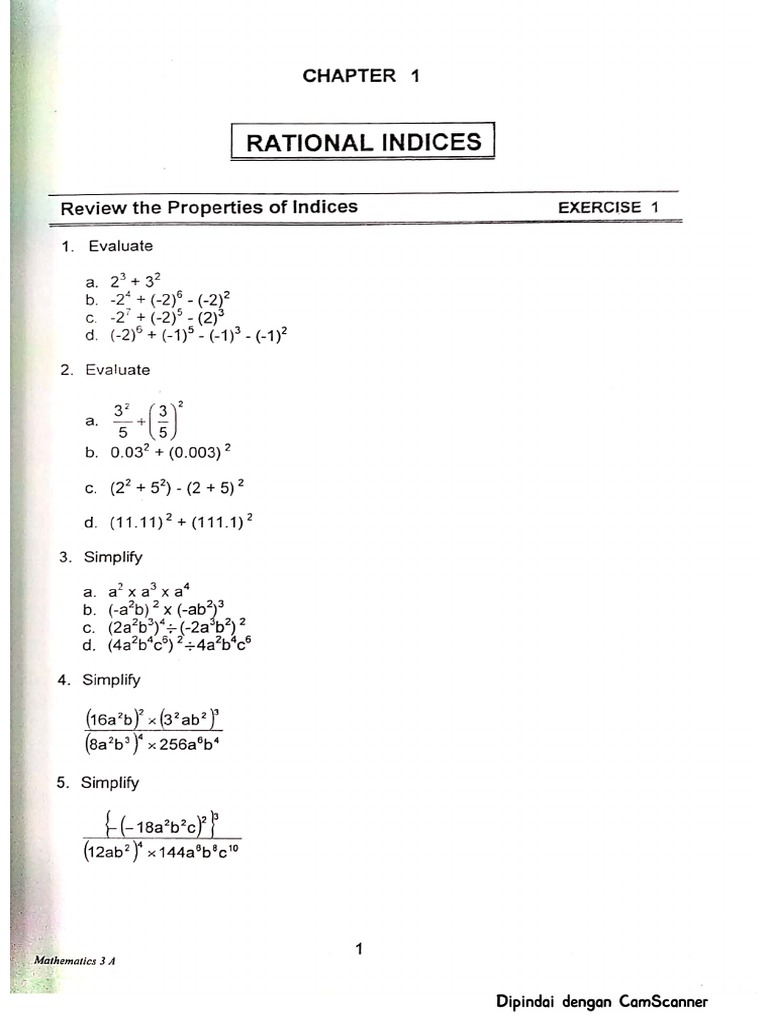 Chapter 1 Rational Indices | PDF