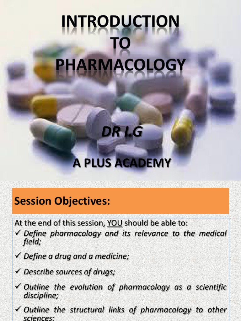 00 Introduction To Pharmacology Pdf Pharmacology Therapy