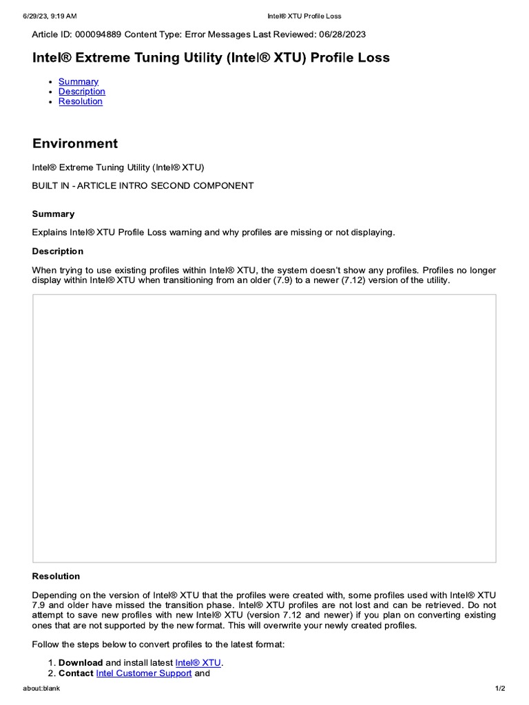 Intel XTU Profile Loss | PDF