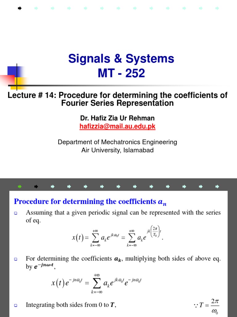 Lecture-14 Fourier Series Coefficient (Derivation) | PDF | Fourier ... Lecture-14 Fourier Series Coefficient (Derivation) | PDF | Fourier ...