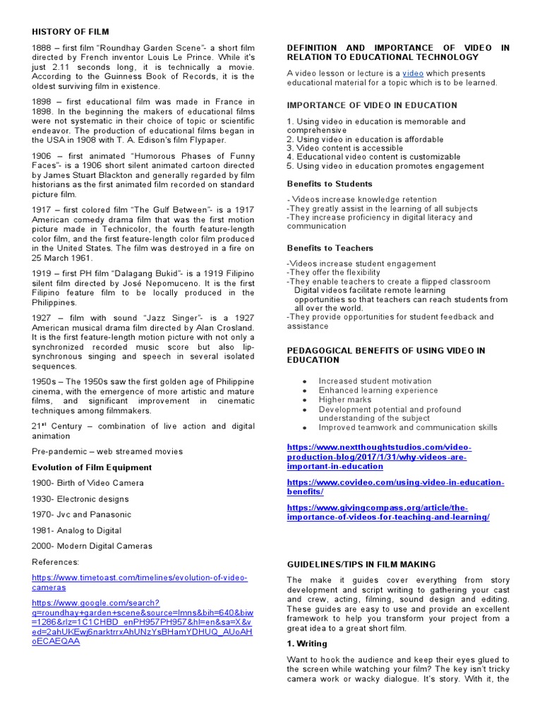 HANDOUTS | PDF | Filmmaking | Cinematography