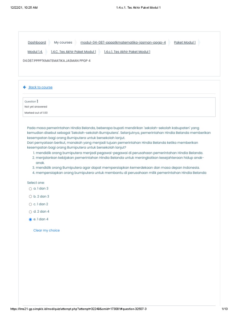 1.4.c.1. Tes Akhir Paket Modul 1 1 | PDF