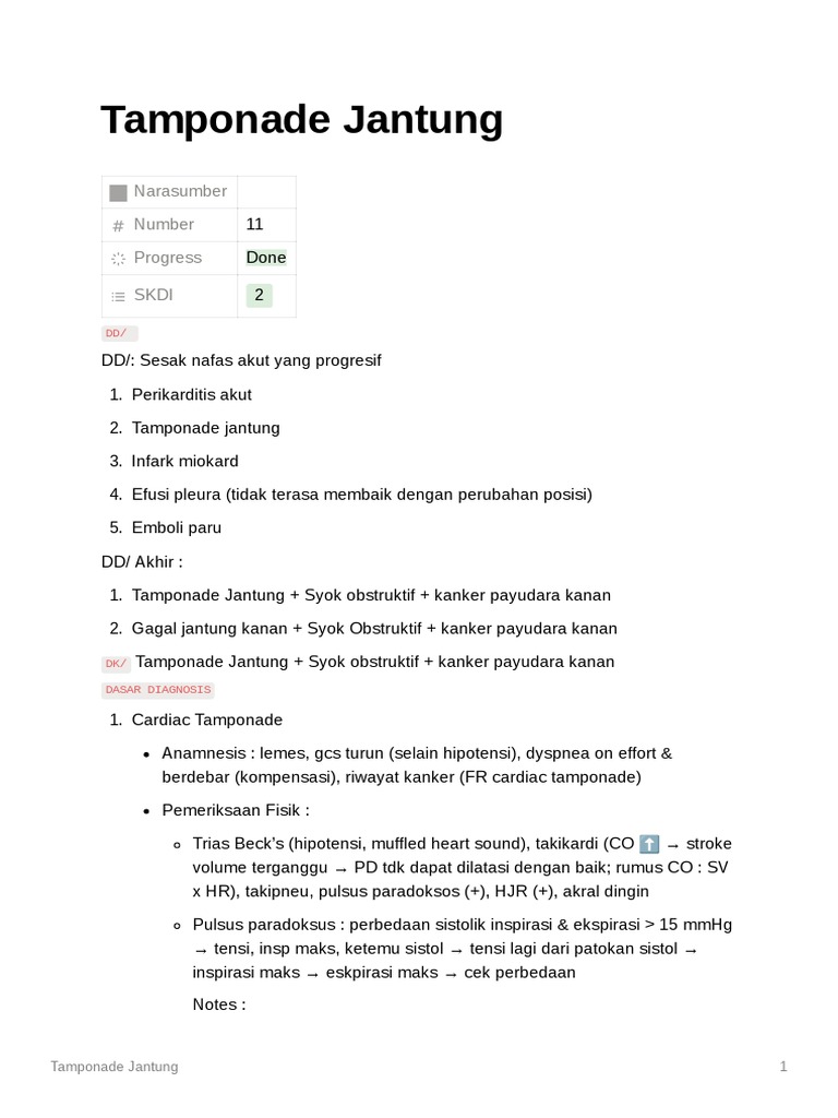 Trias Tamponade Jantung dan Diagnosa | PDF