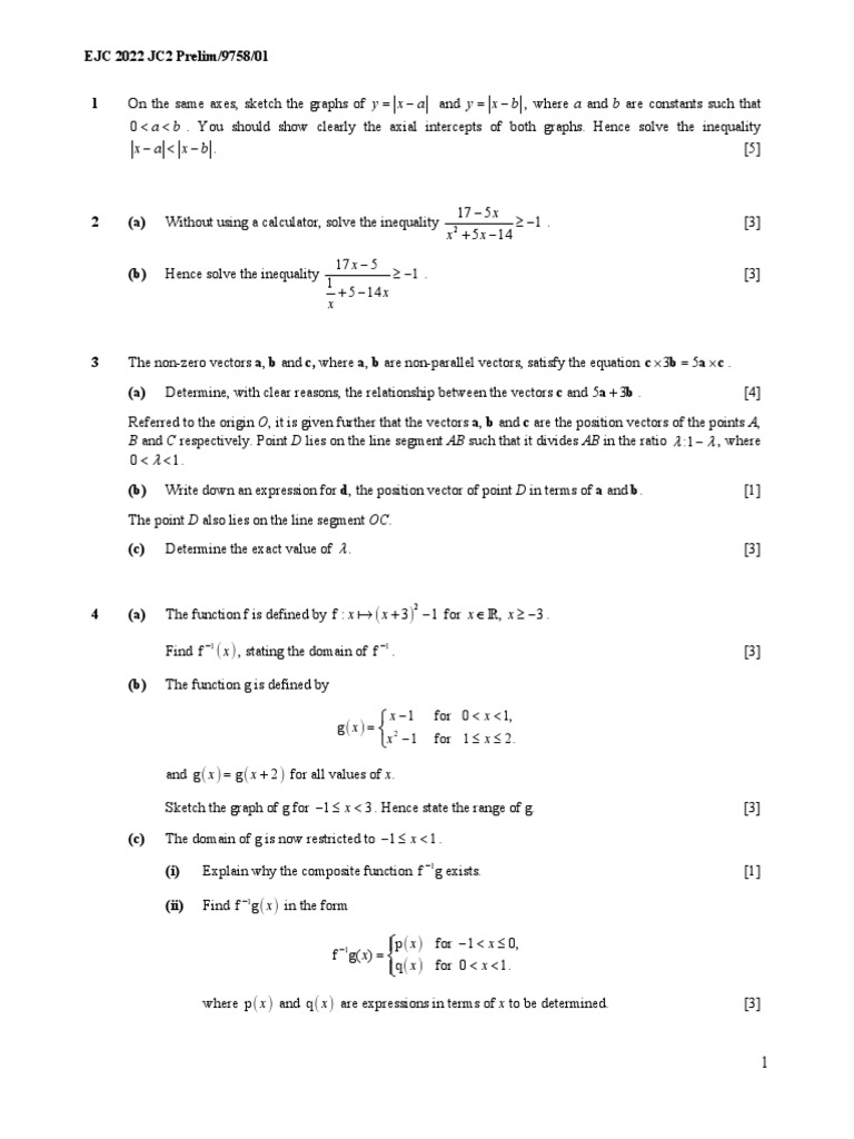 Eunoia JC H2 Math Prelim 2022 | PDF | Sphere | Statistical Significance