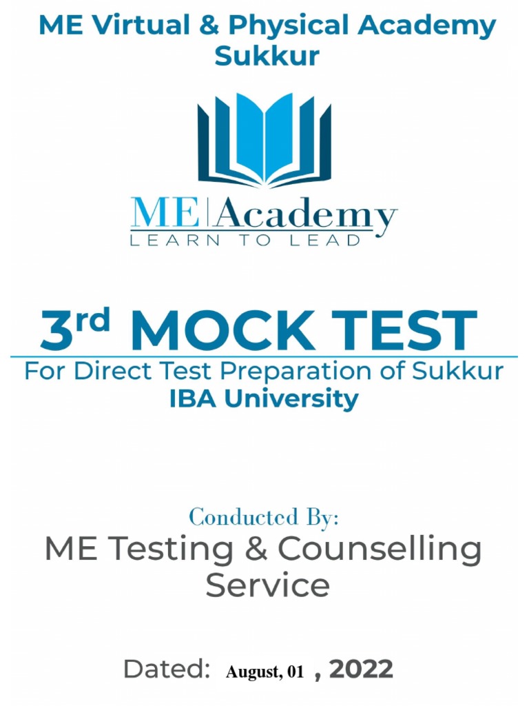 3rd Mock Test........ | PDF | Speed | Mathematics