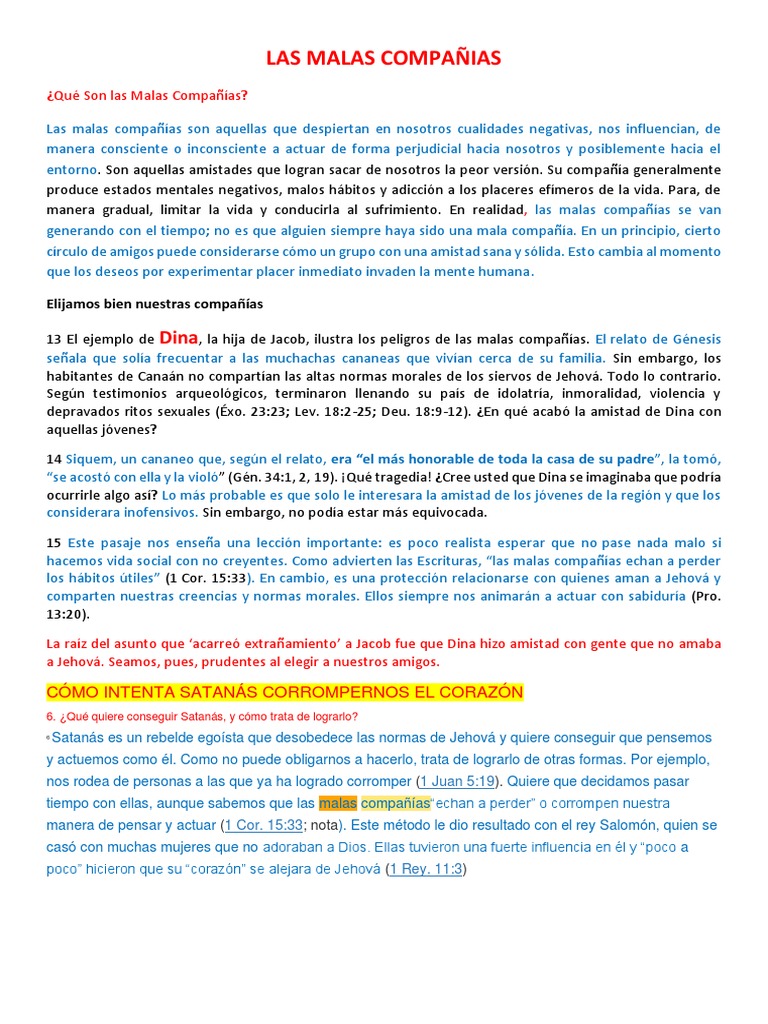 Las Malas Compañias | PDF | Libro de proverbios | Satán
