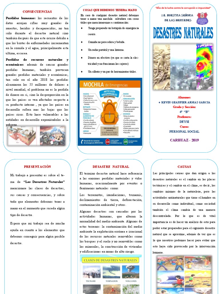 Triptico Desastres Naturales | PDF | Desastres naturales | Entorno natural Triptico Desastres Naturales | PDF | Desastres naturales | Entorno natural