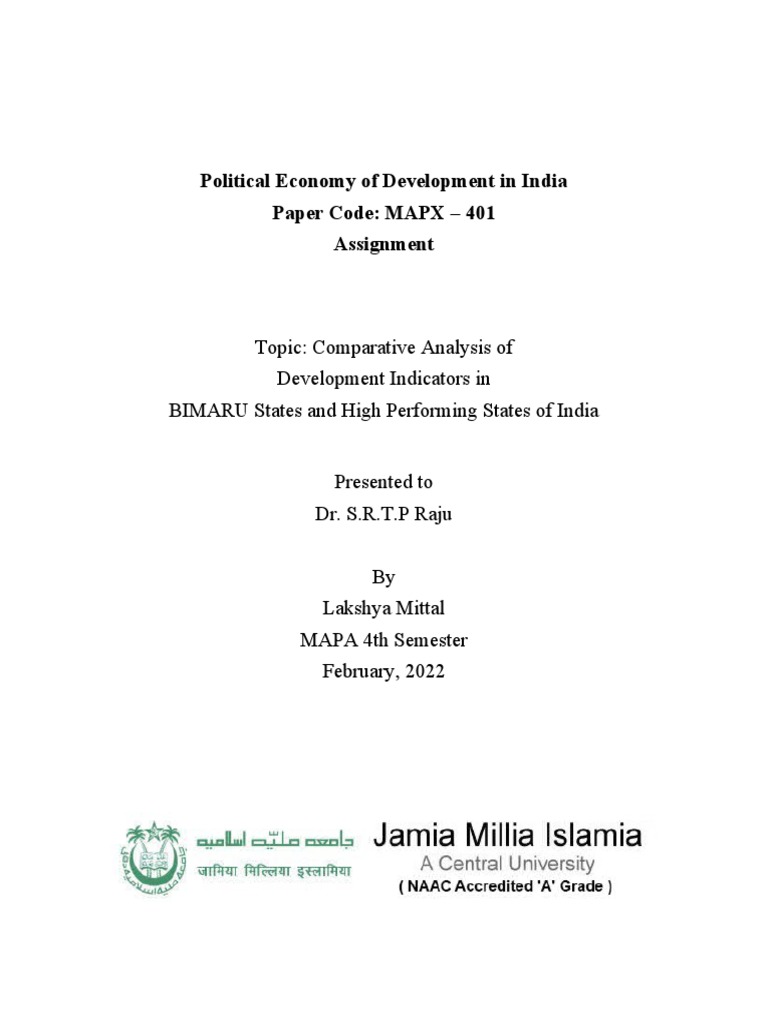 Development Indicators in BIMARU States | PDF | Economies