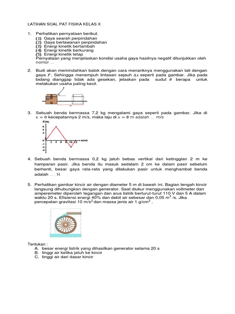 Latihan Soal Pat Fisika Kelas X 2023 | PDF