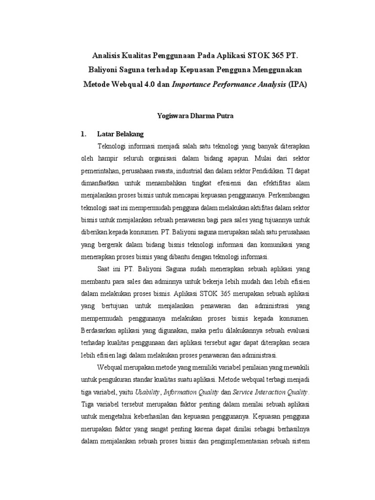 Usulan Proposal Penelitian Magister Manajemen Informasi Dan Komputer (Yogiswara Dharma Putra) | PDF